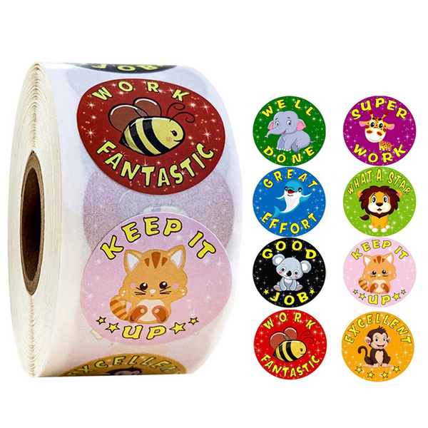200pcs Round Reward Sticker 8 styles Cartoon Stickers School Teacher ...