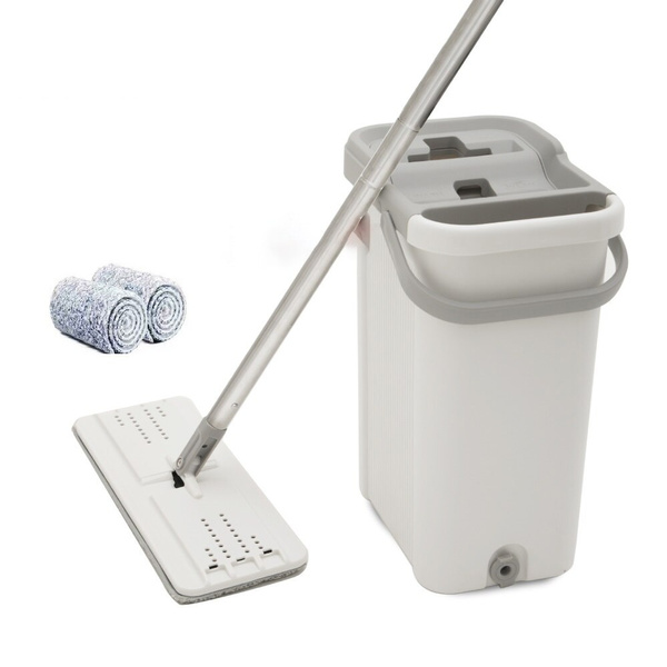 Mop Cloth with Bucket Bucket Microfiber Flat Mop Cleaning Squeeze Hand ...
