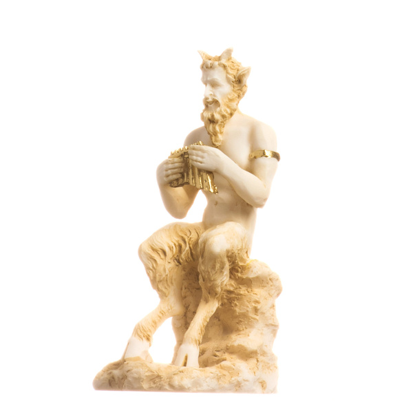 Satyr Pan Panas Greek Roman Statue Handmade Alabaster Gold Male Figure ...