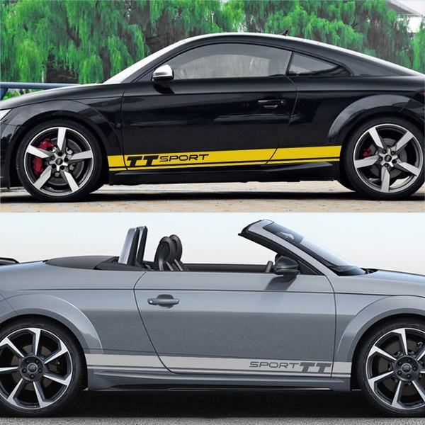 2PCS Sport Auto Door Side Skirt Stripes Car Decal For Audi TT 8n 8j 8s ...