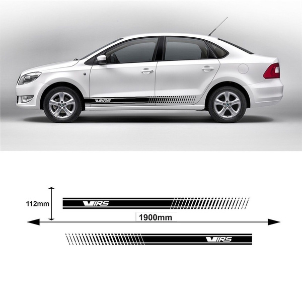 2PCS SKODA Octavia V/RS Side Stripes Vinyl Graphics Body Decal Racing ...