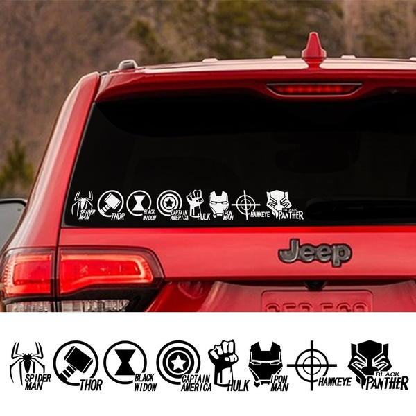 Avengers Car Sticker Iron Shield Spider Man Thor HULK Black Panther ...