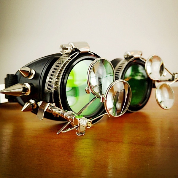 Handmade Victorian Steampunk Goggle Glasses Cyber Punk Spiked Gothic ...