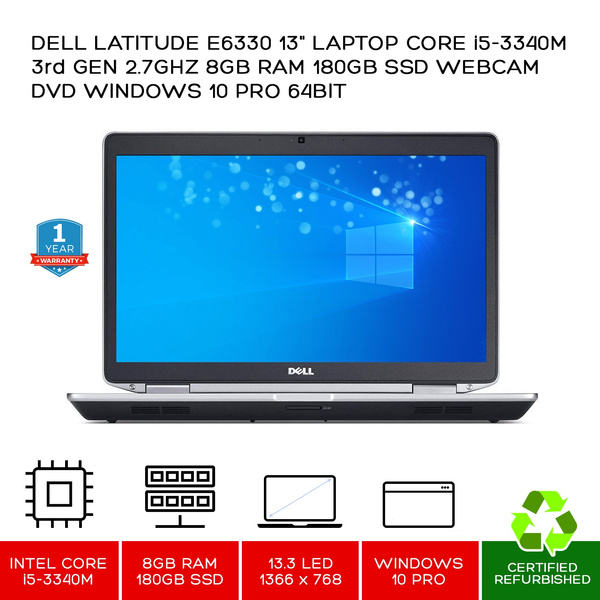 Dell Latitude E6330 13″ Laptop Intel Core i5-3340M 3rd GEN 2.7GHZ 8GB ...