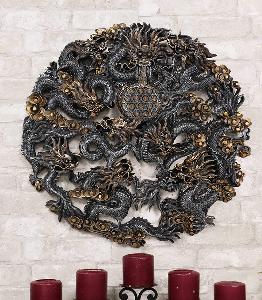 Ebros Large Chinese Ming Dynasty Imperial (9) Nine Sons Dragons Wall ...