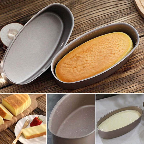8 Inch Oval Shaped Cake Pan Non-Stick Loaf Bread Mold Aluminum Alloy ...