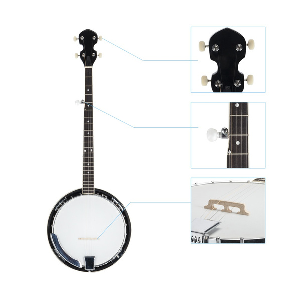 New 5 String Banjo Full Size with Closed Back 24 Brackets Head & Maple ...