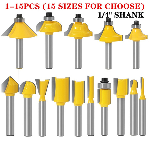 1/15pcs 1/4 Inch Shank Wood Router Bit Straight End Mill Trimmer ...