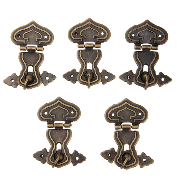 5Pcs 63x48mm Antique Metal Lock Decorative Hasps Hook Gift Wooden ...