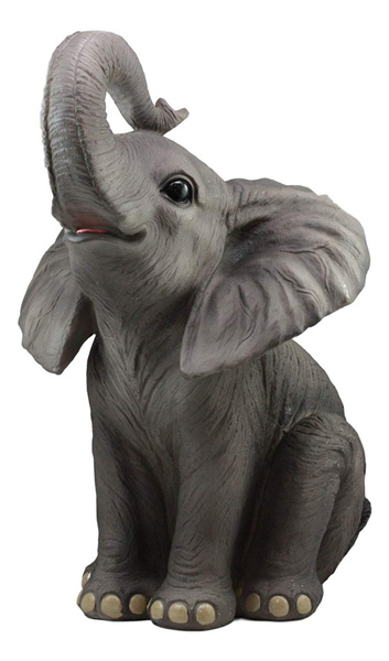 Ebros Ruby The Elephant Sitting Pretty with Trunk Up Large Statue 17 ...
