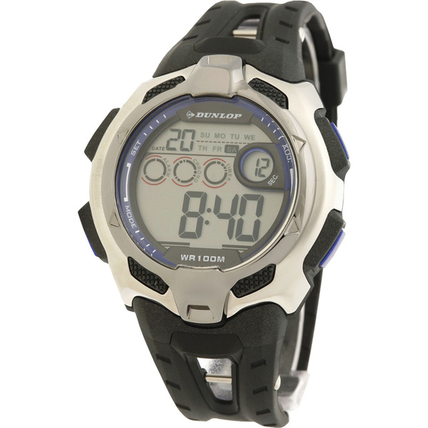 Dunlop Digital Watch for Men DUN79G03 Silver/Blue Rubber Strap Watch | Wish