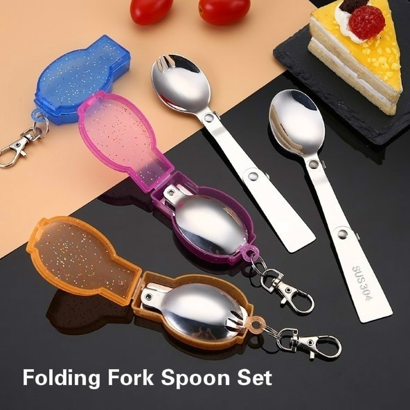 Portable Folding Fork Spoon Combined Camping Set Multifunctional ...
