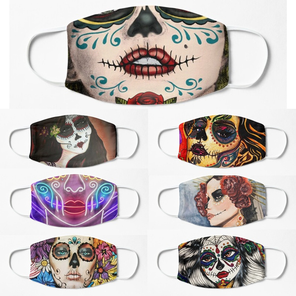 Fashion Face Mask on The Mouth Catrina Mask Skull Mask Colorful Anti ...