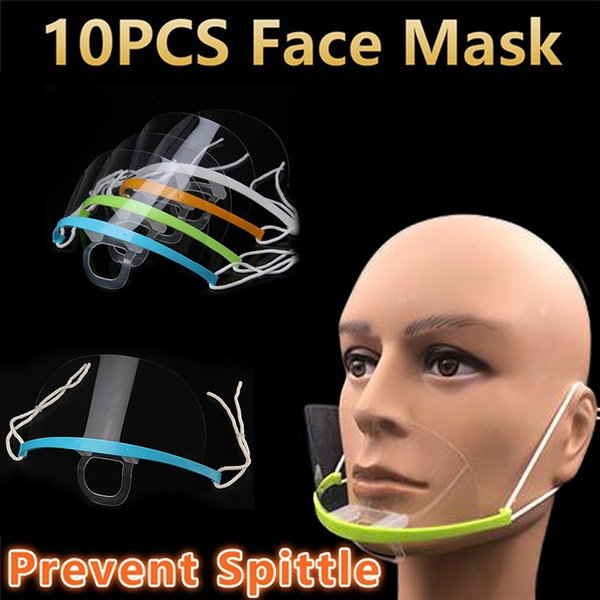 1/5/10pcs Reusable Transparent Anti-fog Face Mask Plastic Mouth Shield ...