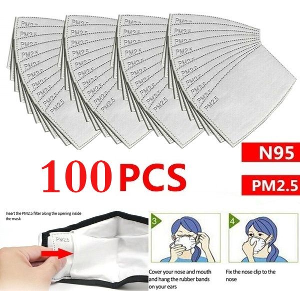 100/50/1pcs Adult Pm2.5 N95 Activated Carbon Filter Face Mask Filters ...