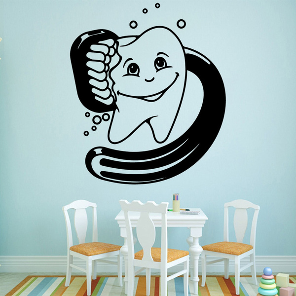 Modern Teeth Dental Clinic Vinyl Wall Stickers Wallpaper For Dental ...
