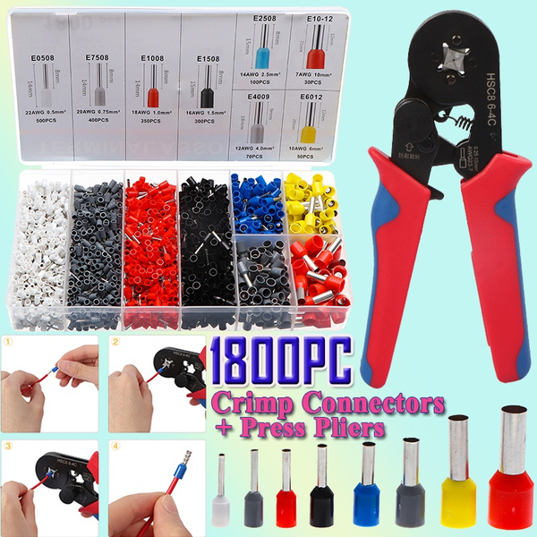 1800PCS Wire Connectors Terminals with Press Pliers Tool Set for ...