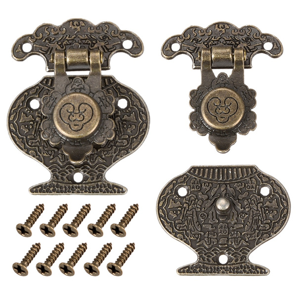 2 Sets Wood Case Chest Box Rectangle Clasp Closure Hasp Latches Bronze ...