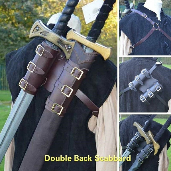 Medieval Knight back Double scabbard Shoulder Strap Sword Holder Sheath ...