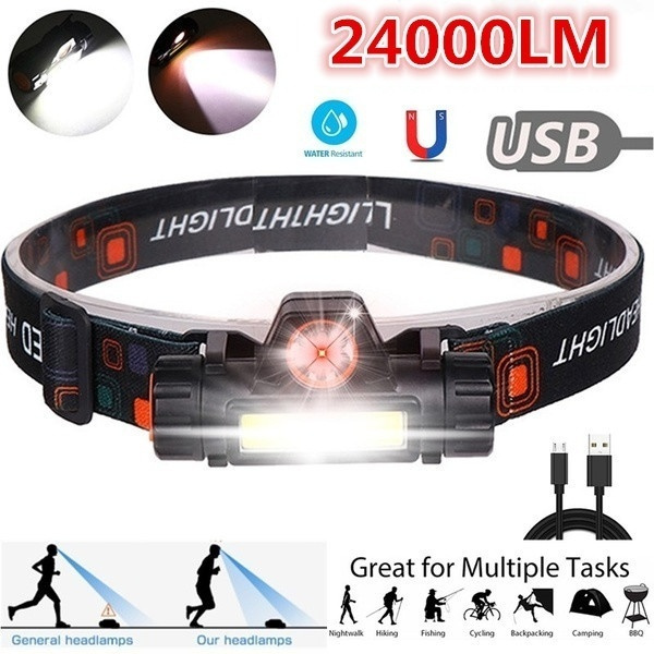 XP-G Built-in 18650 Battery LED Headlamp COB Work Light 2 Light Mode ...