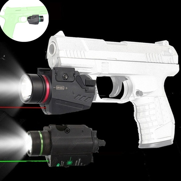 Tactical Picatinny LED Flashlight and Red Laser Sight Combo White Light ...