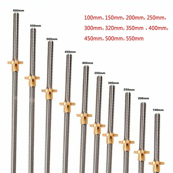 Stainless Steel 8mm Threaded Rod W / Bass Nut T8 Lead Screw For 3D ...