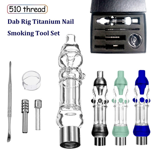 6 Pcs/set Glass Nectar Straw Bubbler Dab Rig Set Concentrate Honey ...