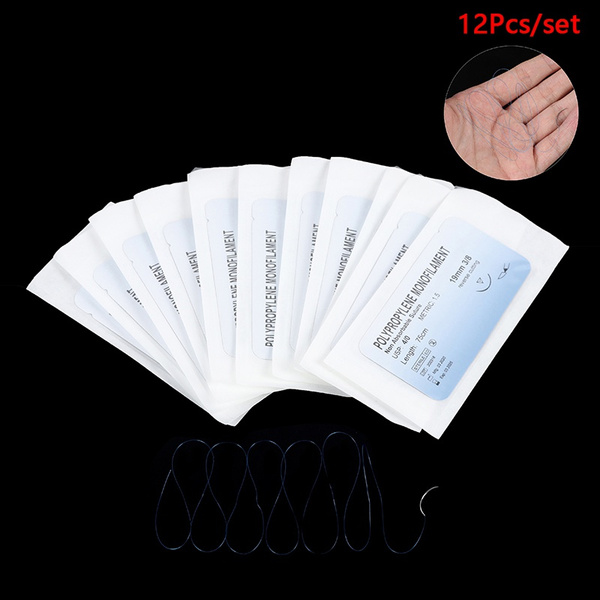 12Pcs Polypropylene Monofilament Medical Thread Needle Surgical Suture ...