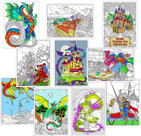 Stuff2Color Dragons, Castles, and Fantasy - Coloring Poster 10 Poster ...