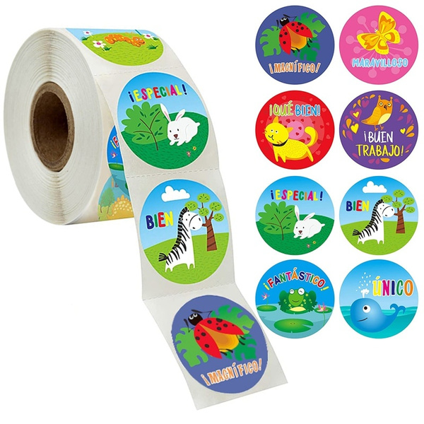 500pcs cute animals spanish reward stickers for teacher students ...
