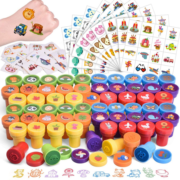 FUN LITTLE TOYS 212 Pcs Assorted Stamps & Stickers Set for Kids ...