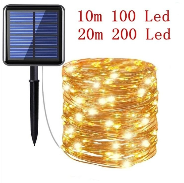 Solar Long String Lights 100/200 LED Lights Outdoor Waterproof Solar ...
