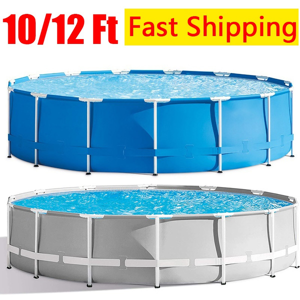 10/12 Foot High-Quality Round Metal Frame Swimming Pool Outdoor Folded ...