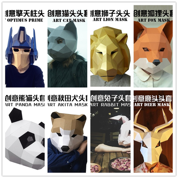 DIY Papercraft Animal Cosplay Mask Headgear Low Poly PaperModel ...