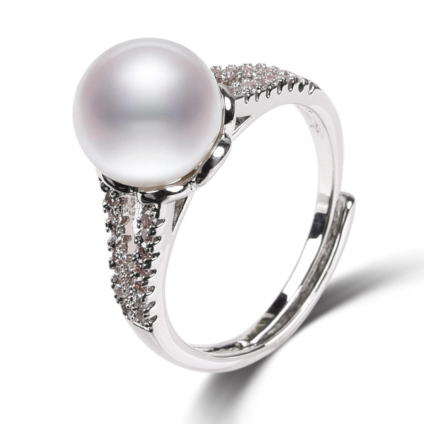 Classic Natural Freshwater Cultured Pearl Ring Women Party Rings