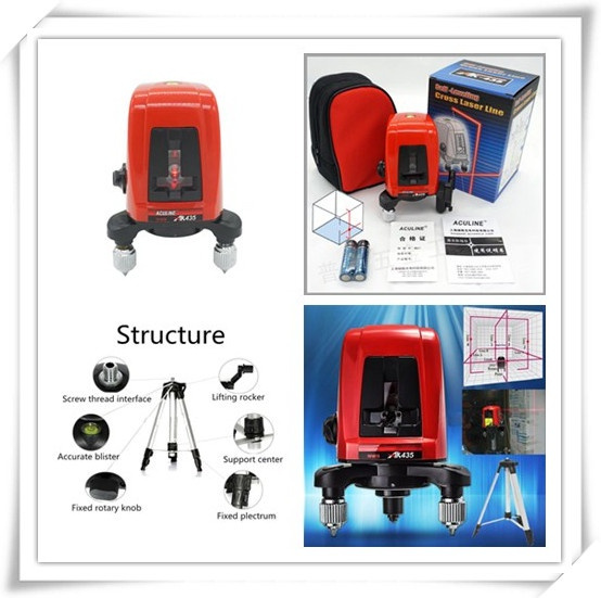 AK435 360 Degree Self-leveling Cross Laser Level 2 Line 1 Point ...