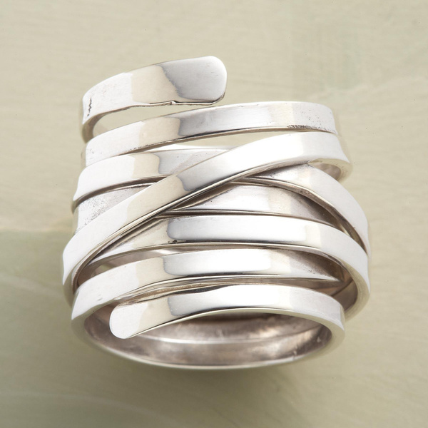 Exquisite Large 925 Sterling Silver Wrap Around Ring Wedding Engagement ...