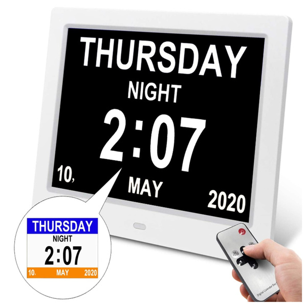 Date Day Month Year LCD Screen Large Table Large Letter Alarm Clock ...