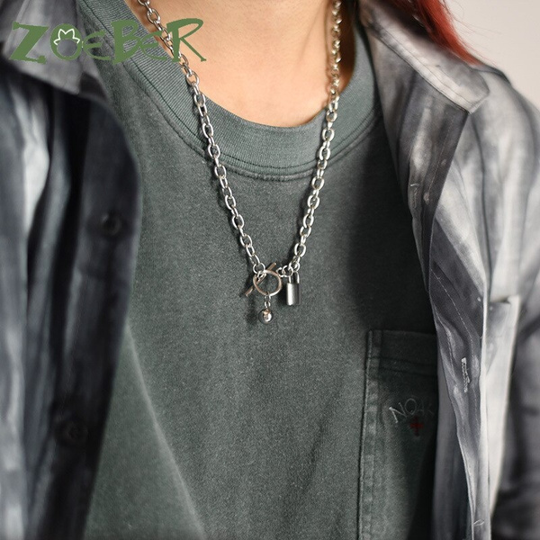 New Stainless Steel Rock Lock Choker Long Chain Necklace Punk Jewelry ...