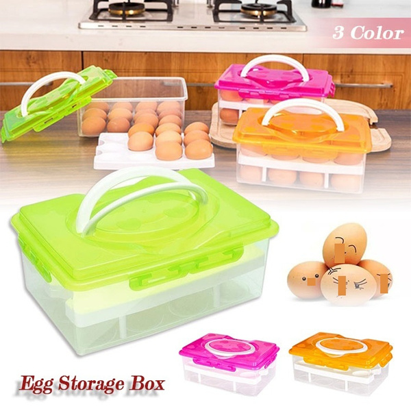 Double Layer Egg Storage Box Plastic Refrigerator 24 Eggs Container ...