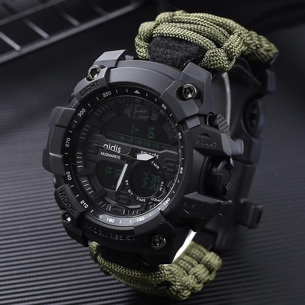 LED Military Watch with Compass 30M Men Waterproof Sports Watch Men ...