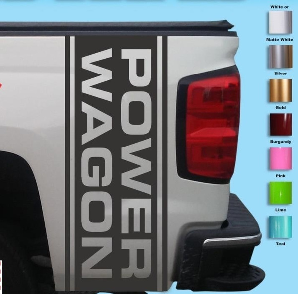 x2 Dodge Ram Power Wagon Rear Bed Viny Decal Stripes Truck Graphics T ...
