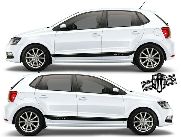 x2 Car Side Stripes Stickers Graphics Racing Line Sticker VW Polo 1998 ...