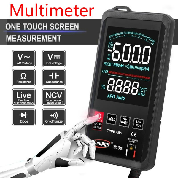 Digital Multimeter Smart Touch Screen DC Analog Bar True RMS Meter 6000 ...