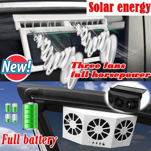 2 Color Car Solar Powered Fan Energy Cooling Vent Exhaust Fan Portable ...