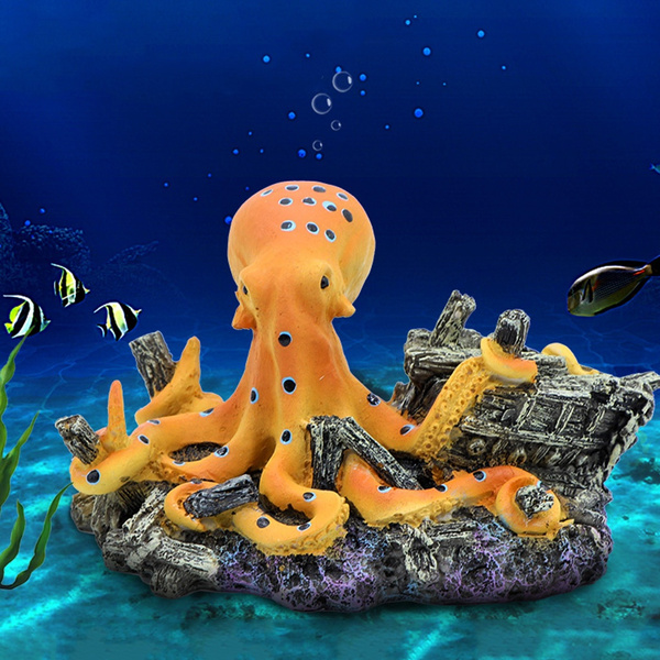 Octopus Treasure Chest Aquarium Fish Tank Landscaping Decoration ...