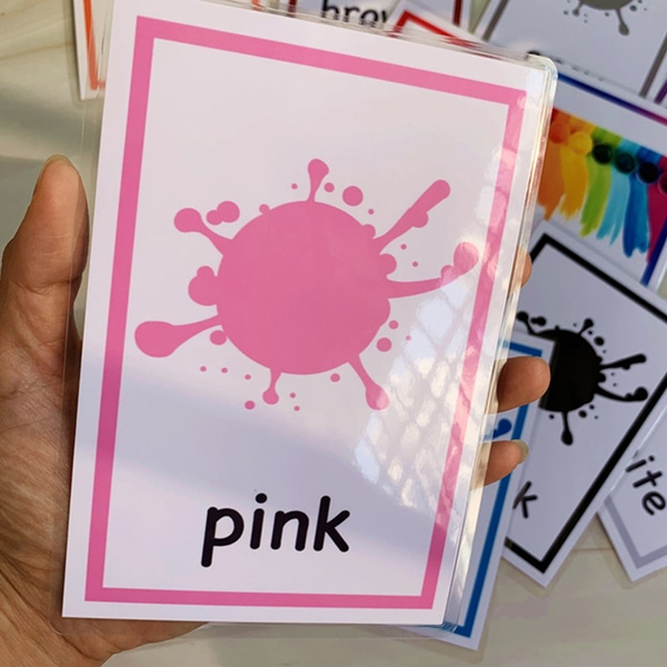 12pcs Montessori Kids English Learning Word Cards Color Flash Cards ...