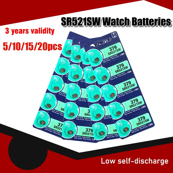 5/10/15/20PCS Watch Battery 1.55V 379 SR521SW D379 SR63 V379 AG0 Silver ...