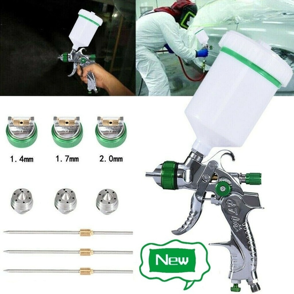 2008HVLP Auto Paint Air Spray Gun Kit Gravity Feed Car Primer 1.4MM~2 ...