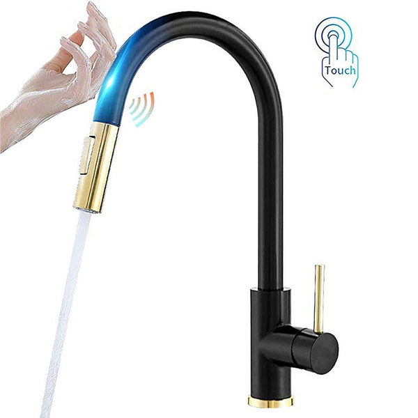 Matte Black Sensor Kitchen Faucet Sensitive Smart Touch Control Faucet ...